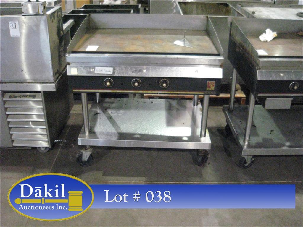 WOLF 36" 3 BURNER FLAT TOP GRILL W/ CASTERED EQUIPMENT STAND