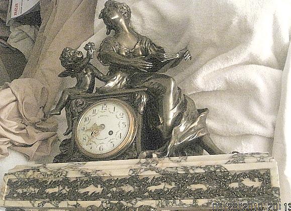 Antique Bronze French Clock - Figural - Beautiful Woman and Angel ...