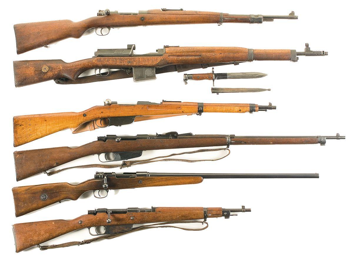 Six Long Guns -A) Rare Greek Model 1930 Bolt Action Rifle B) Egyptian ...
