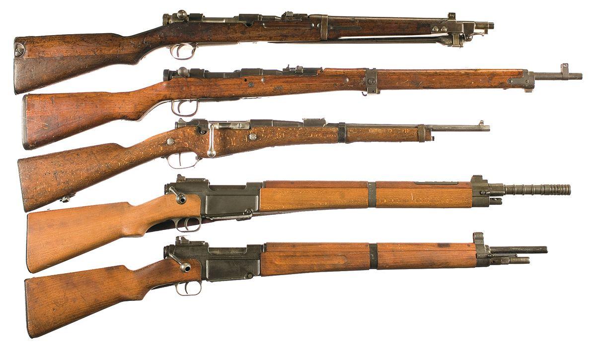 Five Military Bolt Action Long Guns -A) Arisaka Type 44 Bolt Action ...