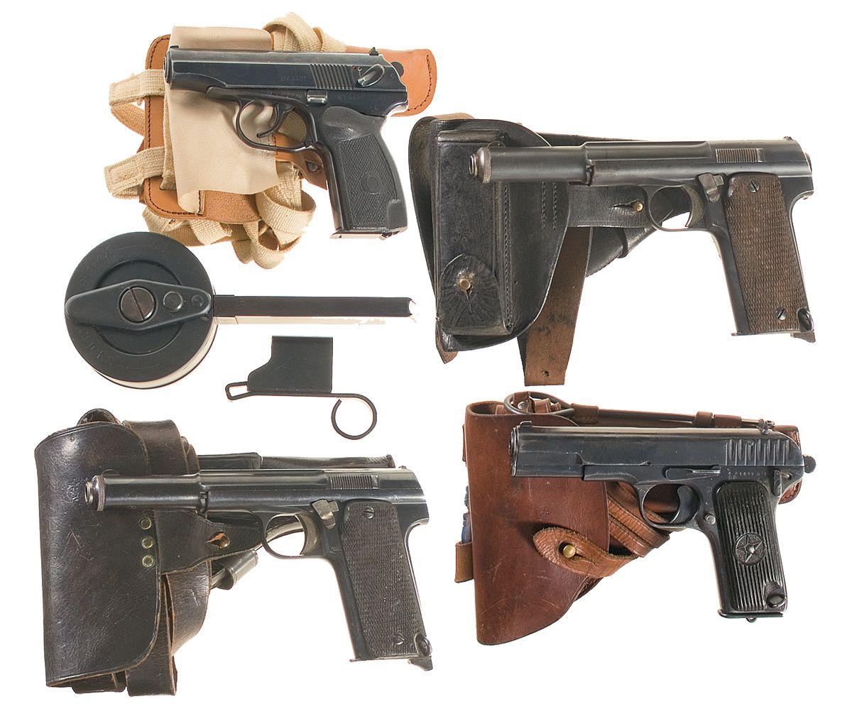 Four European Handguns with Holsters -A) East German Makarov Pistol ...
