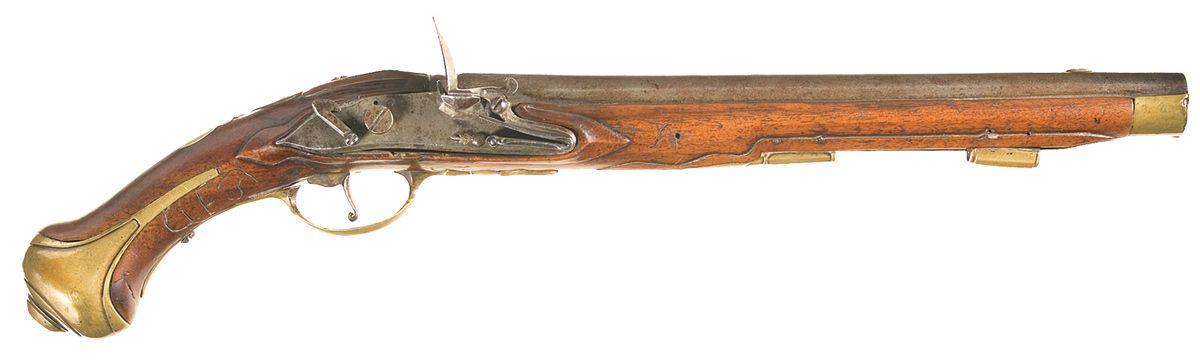 Pre-Revolutionary War European "Dog Lock" Flintlock Pistol