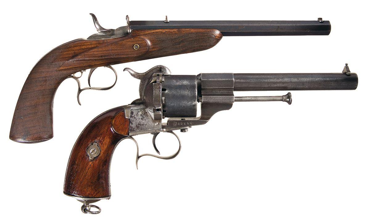 Two Handguns -A) A. Francotte Single Shot Target Pistol B) LeFaucheux ...