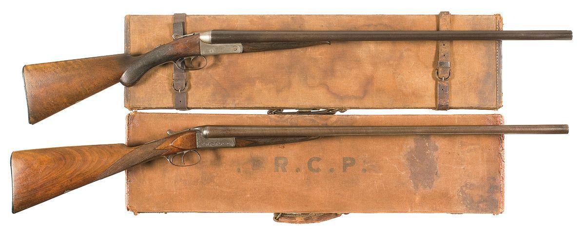 Two Double Barrel Shotguns -A) Cased Vickers Double Barrel Shotgun B ...