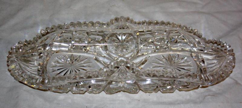 American Brilliant Crystal Bread Tray 11" Long