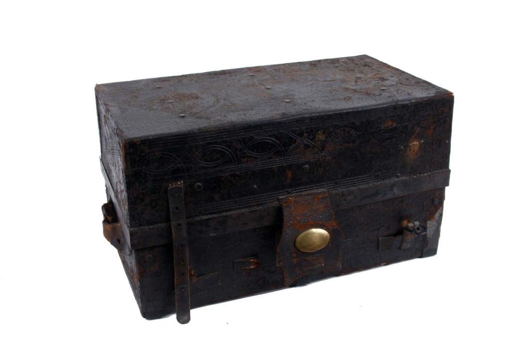 Antique Leather Civil War Officers Chest Owned by Private Leander Finch ...