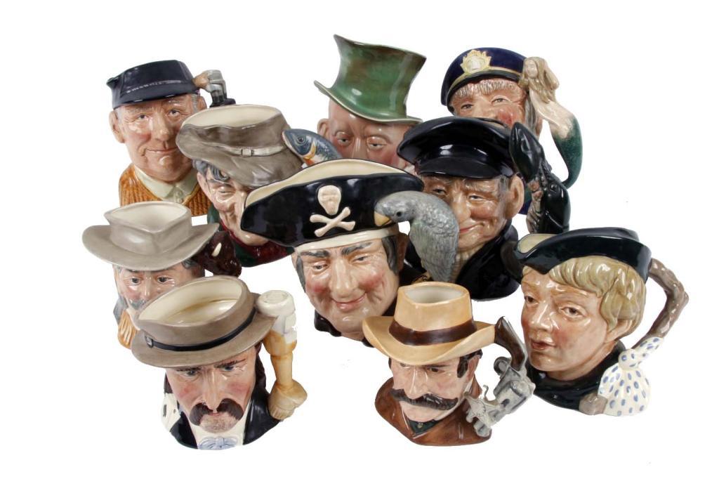 Nine Royal Doulton Toby Mugs Large & Medium sizes, including Wyatt Earp ...