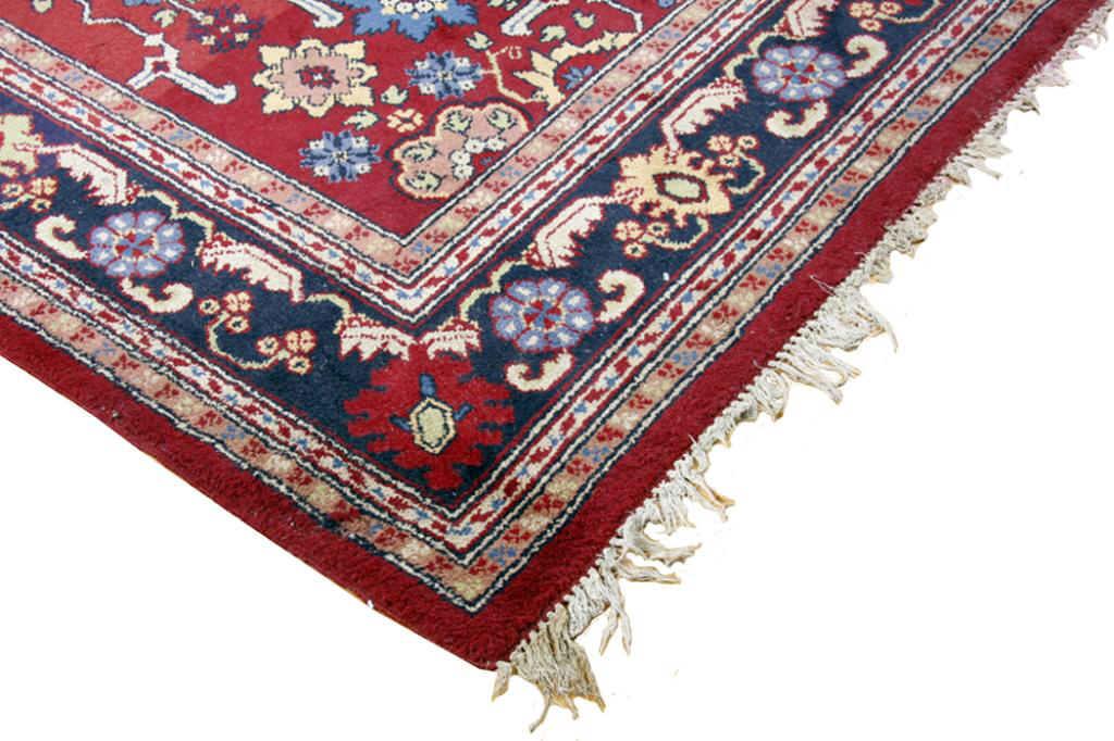 Large Persian Wool Rug Burgundy, blue & gold with fringe border. In ...