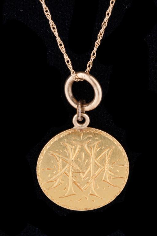 TP American Gold Coin Pendant engraved into love token, set in 14K ...