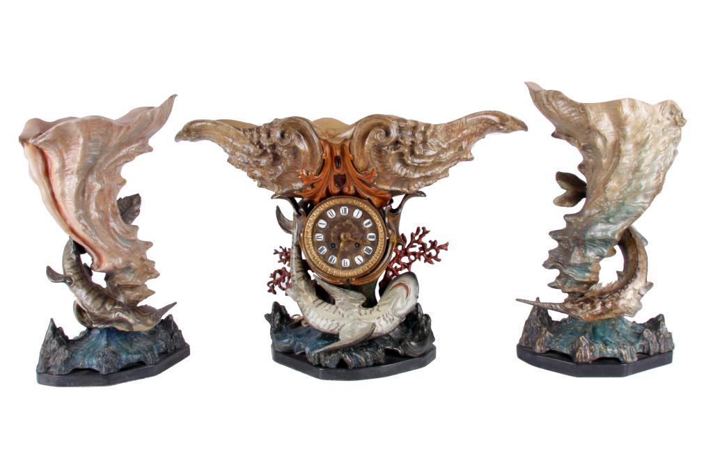 Rare French Ocean Aquatic Style Clock with high-grade accoutrements ...