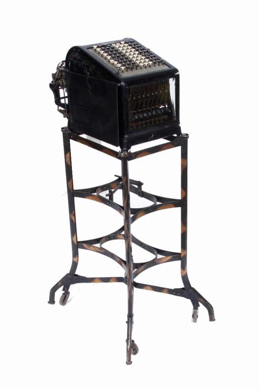Burroughs Antique Adding Machine with stand beveled-glass sides ...