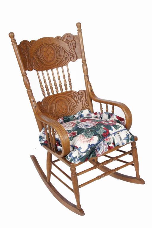 American Oak Pressed Back Rocking Chair cane seated with bent wood oak ...