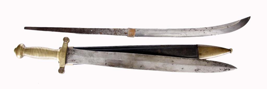 Brass Handled Short Sword & Japanese Katana