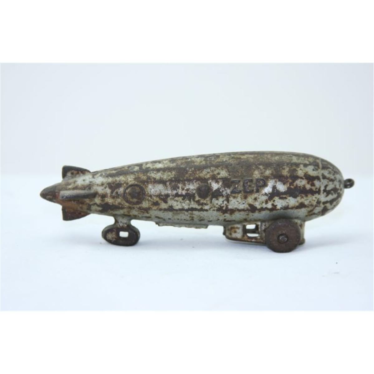 Dent Cast Iron "ZEP" Airship Blimp Pull Toy