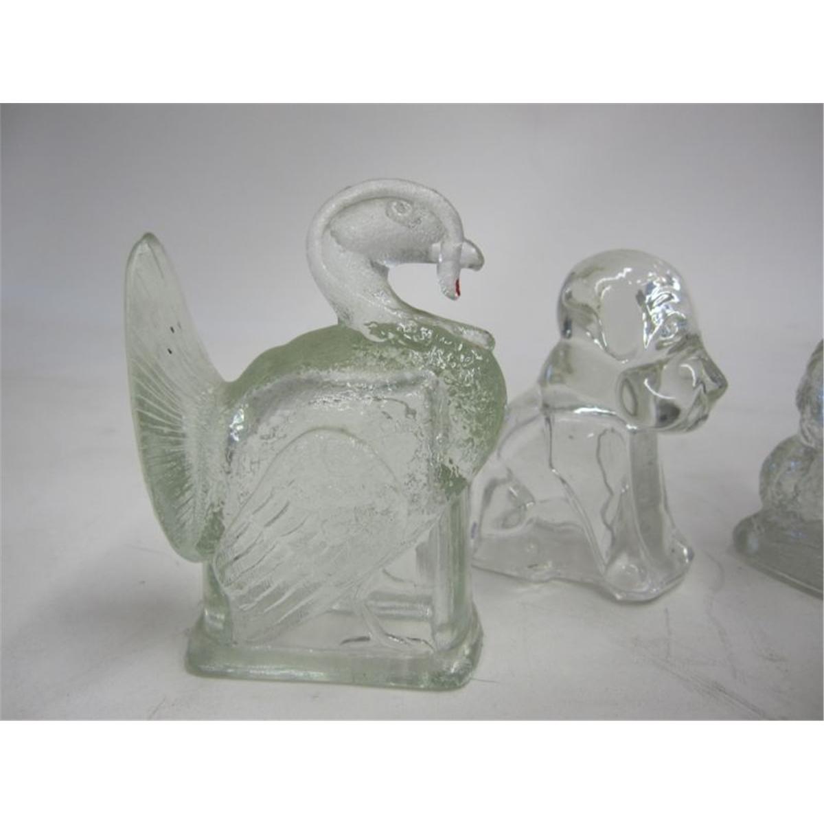 Four Glass Candy Containers, Animals