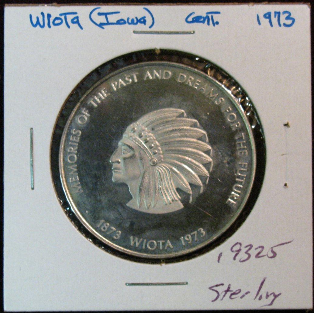 1111. 1873-1973 Wiota, (Iowa) Centennial Proof Sterling Silver Medal ...