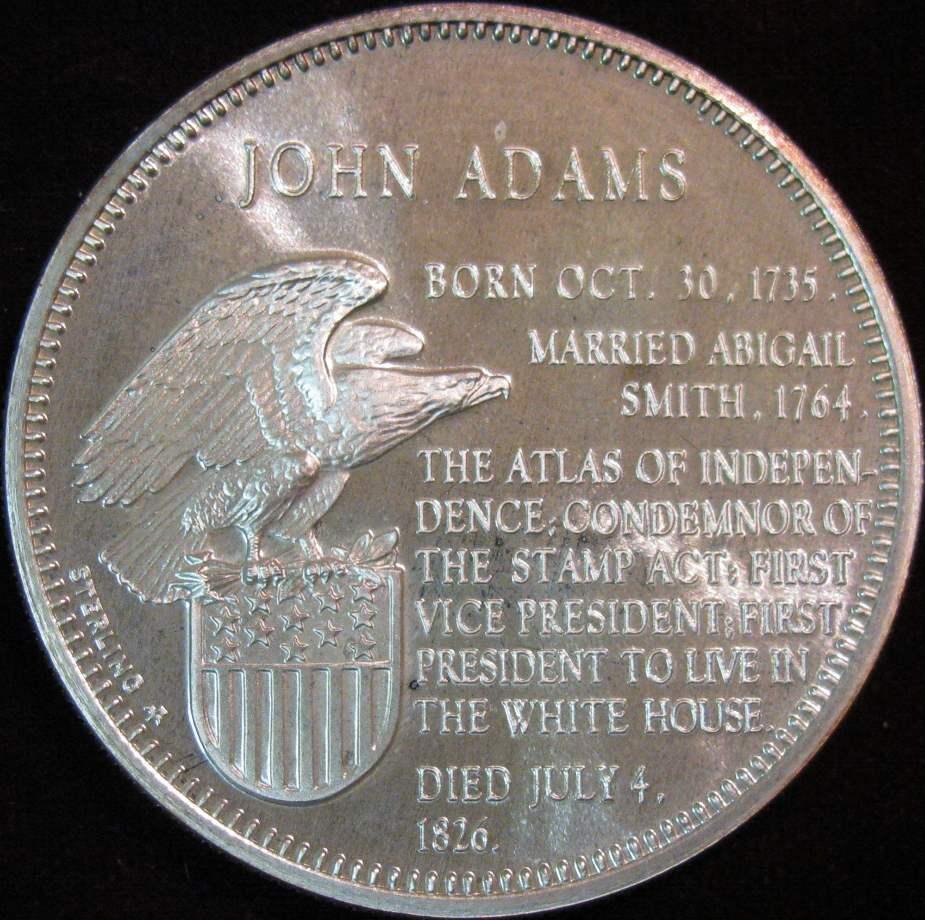 1566. 1797-1801 John Adams Sterling Silver Proof Medal. 1.1665 oz.