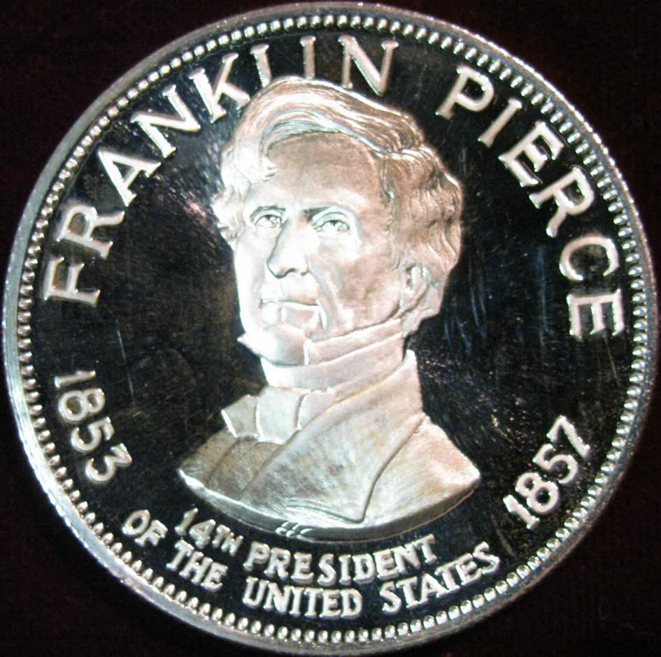 1578. 1853-1857 Franklin Pierce Sterling Silver Proof Medal. 1.1550 oz.