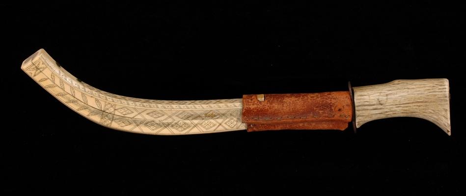 19TH C. Inuit Hunting Knife with Intricately Scrimshawed Sheath ...