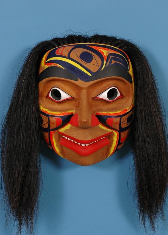 Reg Davidson Raven Portrait Mask with Operculum Teeth 11 1/2" H. 9 3/4 ...