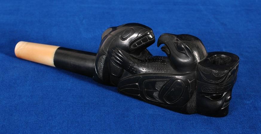 Haida Argillite Figural Pipe ca. 1900 Attributed to Charles Gladstone ...