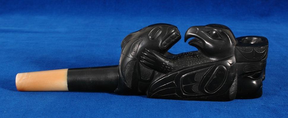 Haida Argillite Figural Pipe ca. 1900 Attributed to Charles Gladstone ...