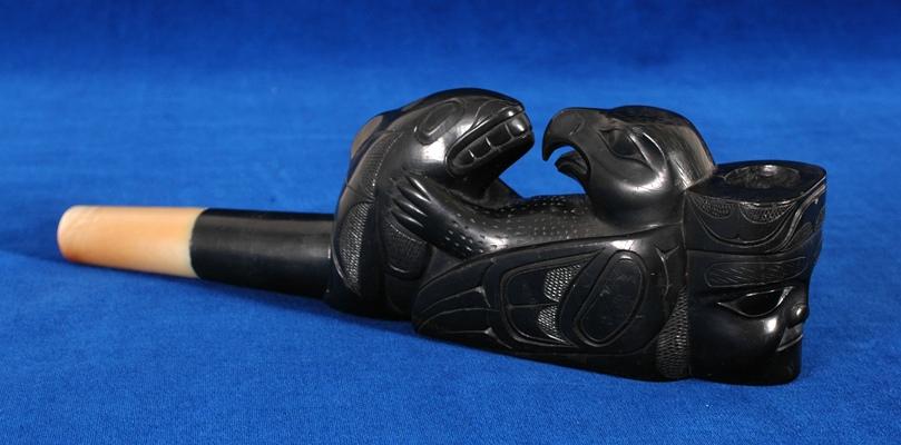 Haida Argillite Figural Pipe ca. 1900 Attributed to Charles Gladstone ...