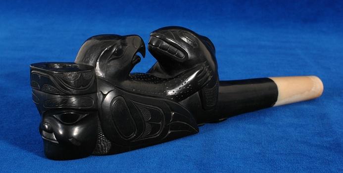 Haida Argillite Figural Pipe ca. 1900 Attributed to Charles Gladstone ...