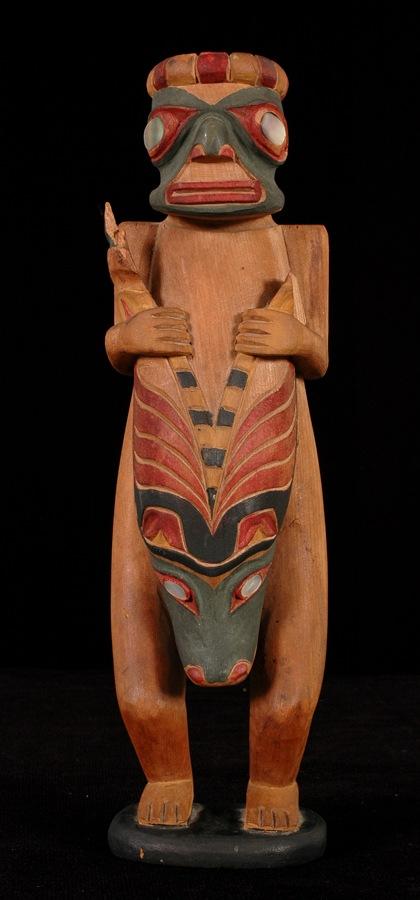 Tlingit Totem of a Shaman Splitting a Seal - Strong Man Legend 13" H ...