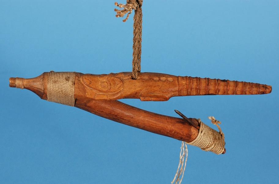 19TH C. Tlingit Figural Halibut Hook Depicting a Land Otter 11" L. Good ...