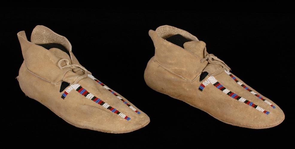 Crow Beaded Moccasins Sinew Sewn on Elk Hide with Buffalo Soles 13