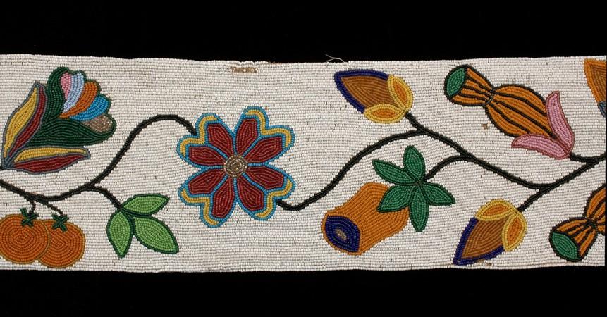 Cree Beaded Belt with Floral Design 37" L. 5 1/2" W. Good Condition ...