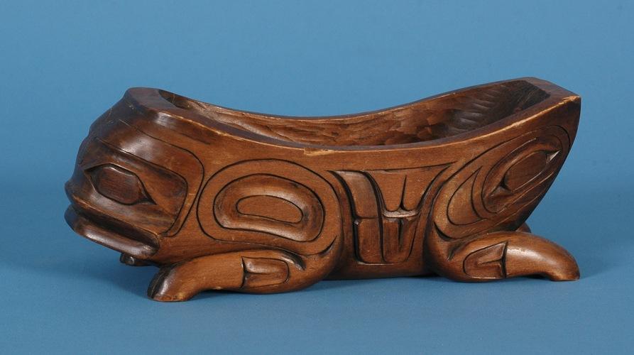 Very Early Norman Tait Grease Bowl - Carved Frog Form - Yellow Cedar 10 ...