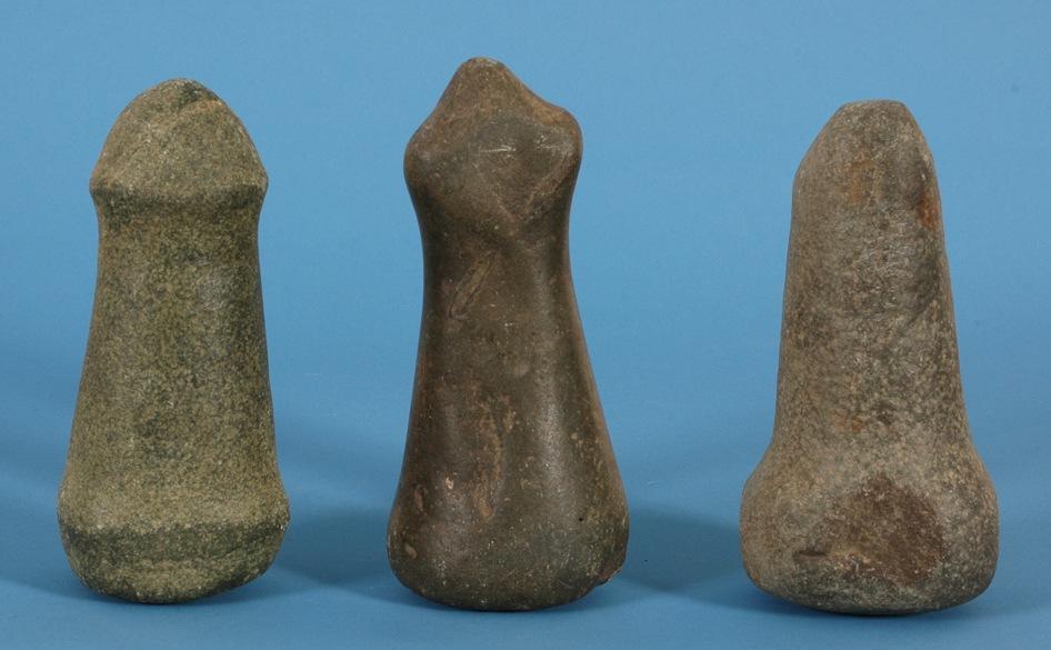 Three Northwest Coast Stone Mauls 7" H.