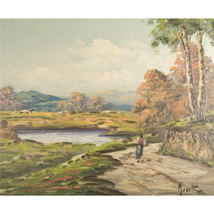 Pair of Moretti Oil Paintings on Canvas