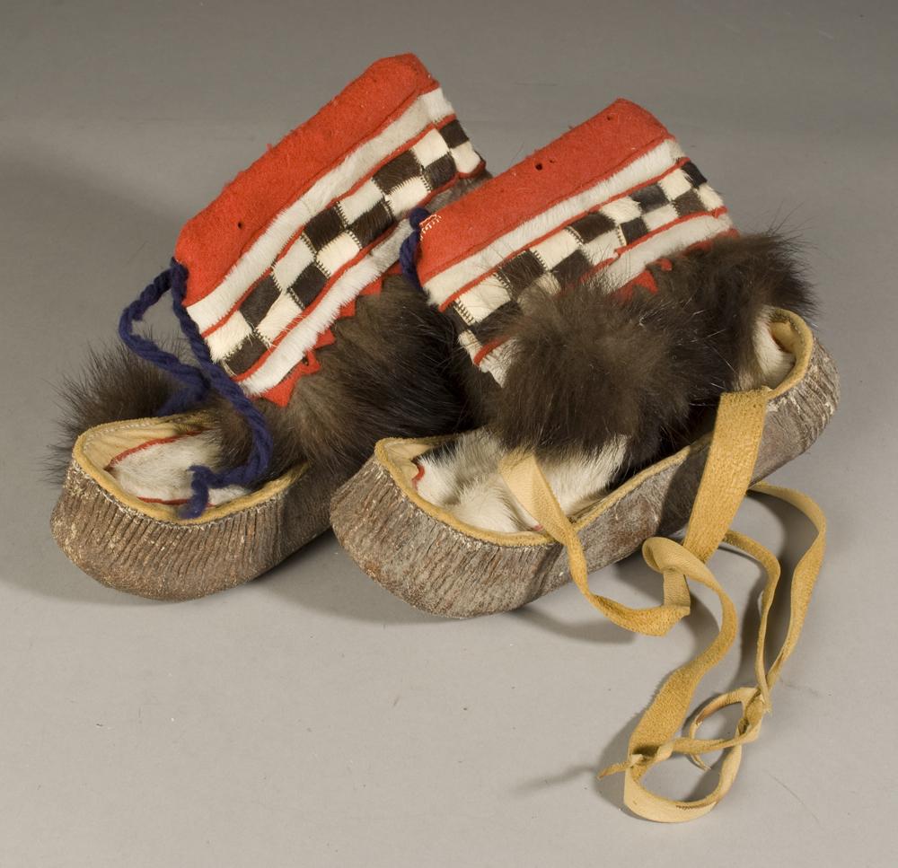 Fine Pair of Inuit or Eskimo Leather & Cloth Boots