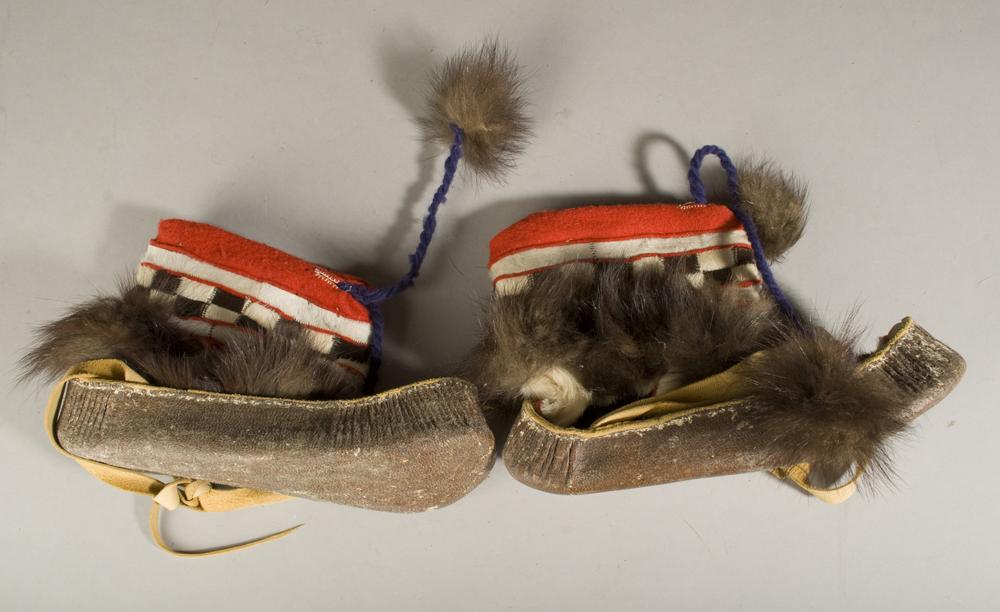 Fine Pair of Inuit or Eskimo Leather & Cloth Boots