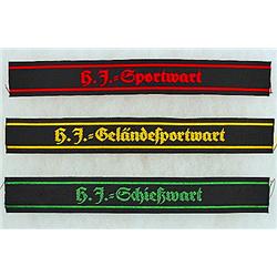LOT OF 3 WW2 GERMAN NAZI HITLER YOUTH CUFF TITLES