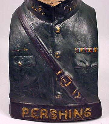 WW1 US GENERAL PERSHING CAST IRON BANK - Nicknamed