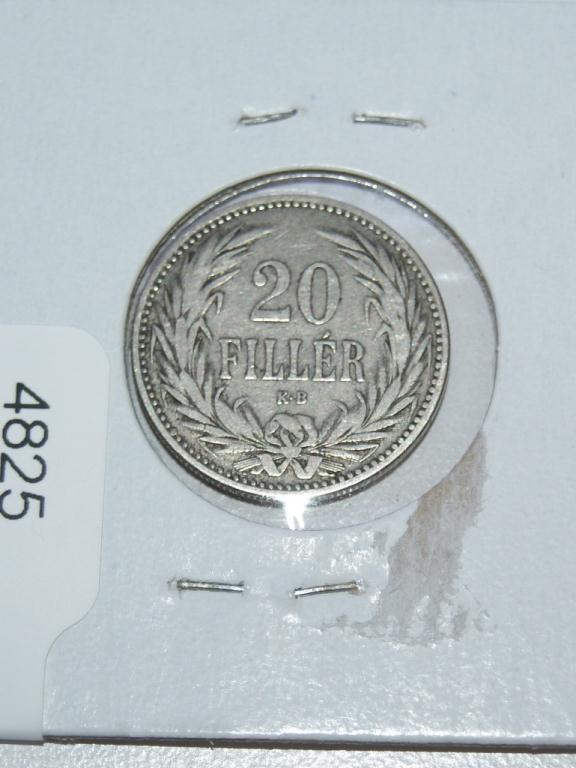 1893 20 Filler Hungary Coin