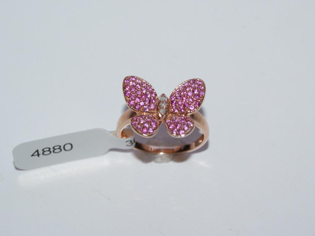 AAA Pink Sapphire & Diamond Butterfly Ring