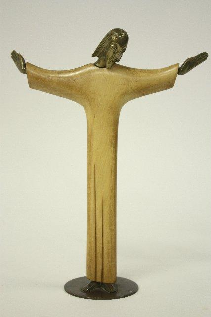 Bronze & wood carved Christ figure by Hagenauer