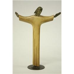 Bronze & wood carved Christ figure by Hagenauer
