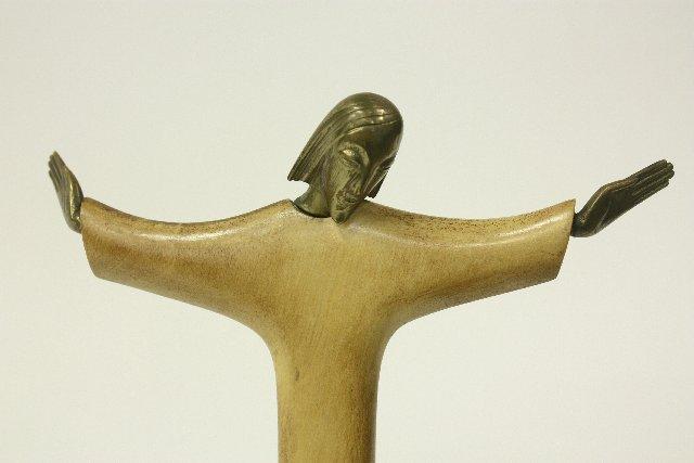 Bronze & wood carved Christ figure by Hagenauer