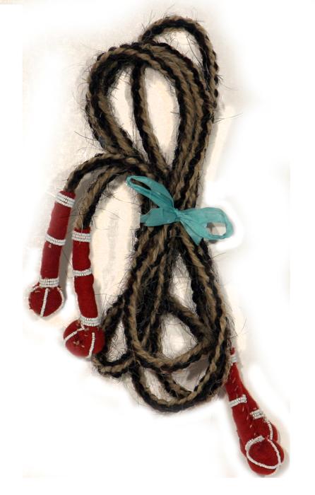 Crow Braided Horse Hair Rope, 19th century, 61" long