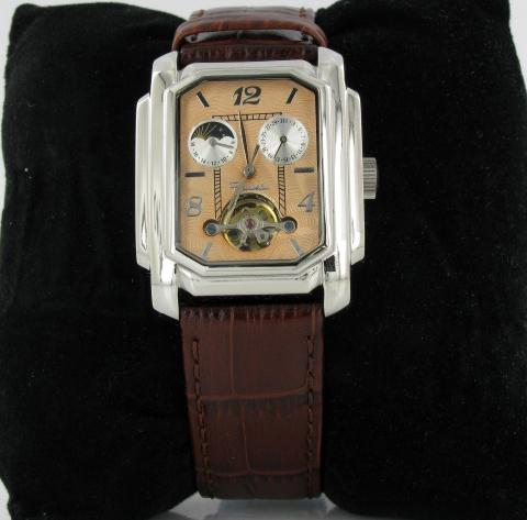 New Rousseau Mens Stainless Moon Phase Sport Watch Ret $1895 (WAT-153)