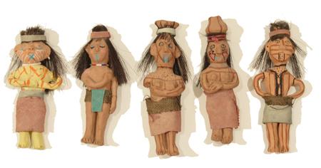 Five Mojave/Yuma Clay Dolls
