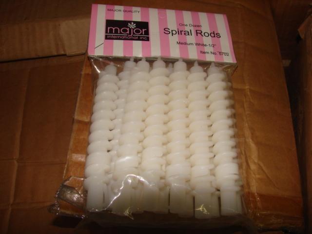 Spiral Perm Rods, Medium Size White 1/2" 1 Dozen/pack