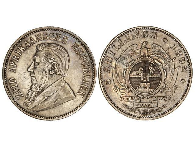 5 Chelines. 1892. AR. República Boer. Carreta con 2 mástiles. Pátina ...
