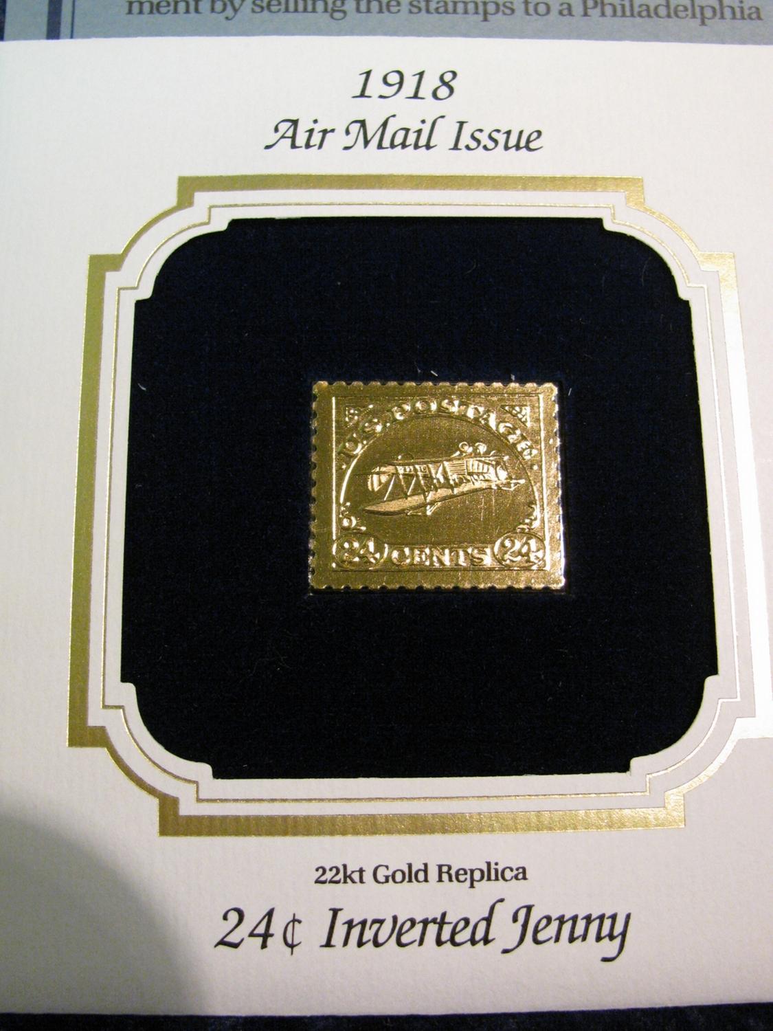 952. 1918 22K Gold Stamp First Day Cover "Air Mail Issue"